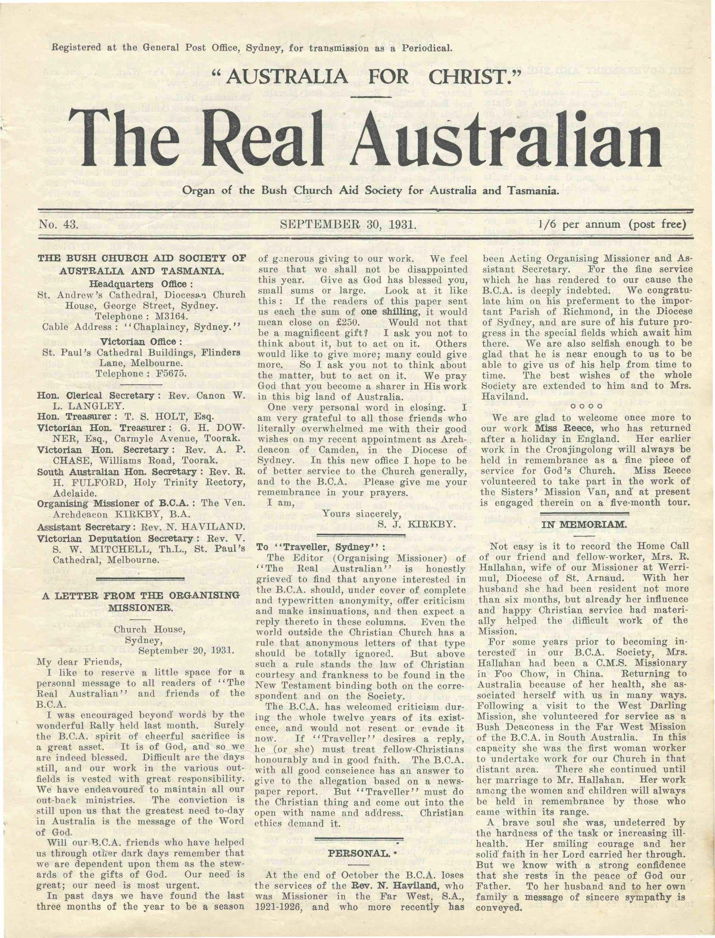 Real Australian - The Bush Church Aid Society